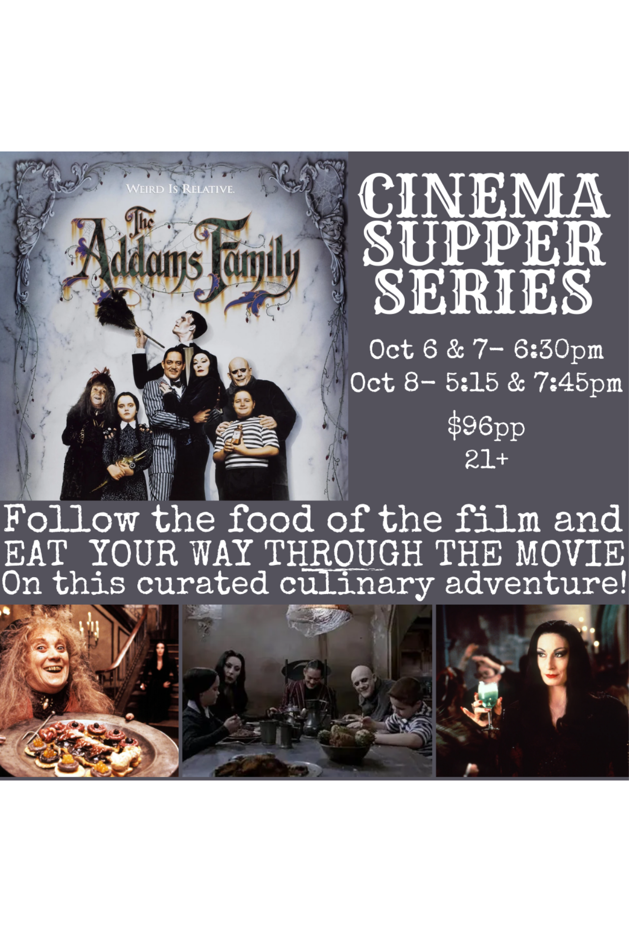 ADDAMS FAMILY CINEMA SUPPER SERIES - Gigglewaters